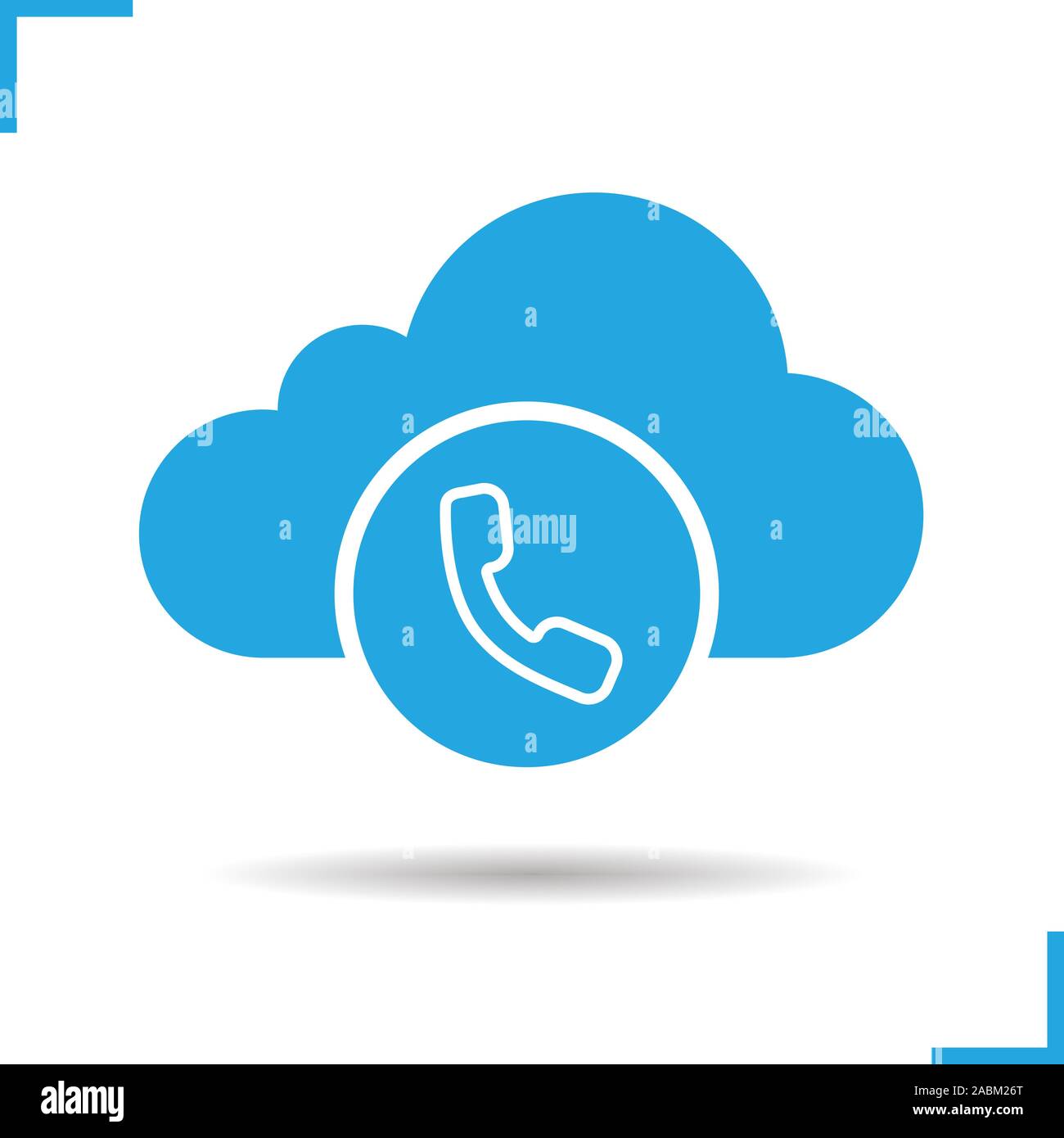 Cloud computing call center icon. Drop shadow silhouette symbol ...
