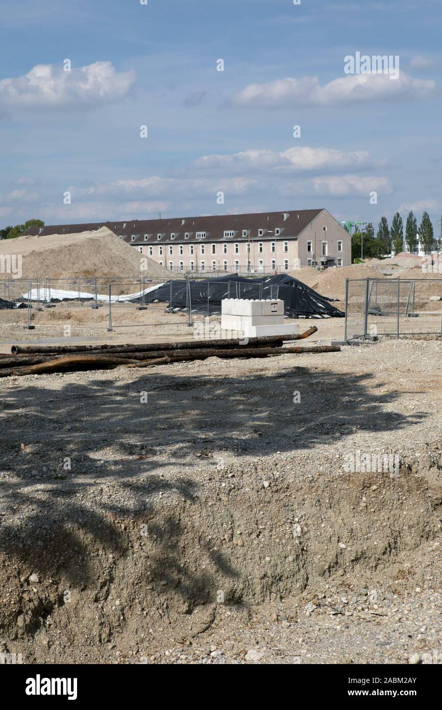 Preliminary work on the construction site for a new city quarter on the ...