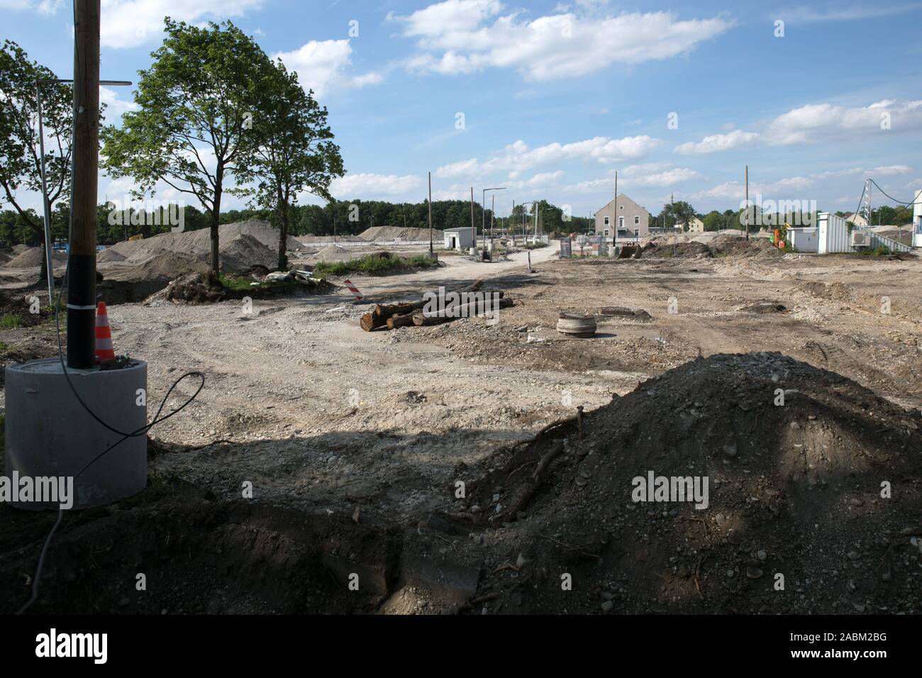 Preliminary work on the construction site for a new city quarter on the ...