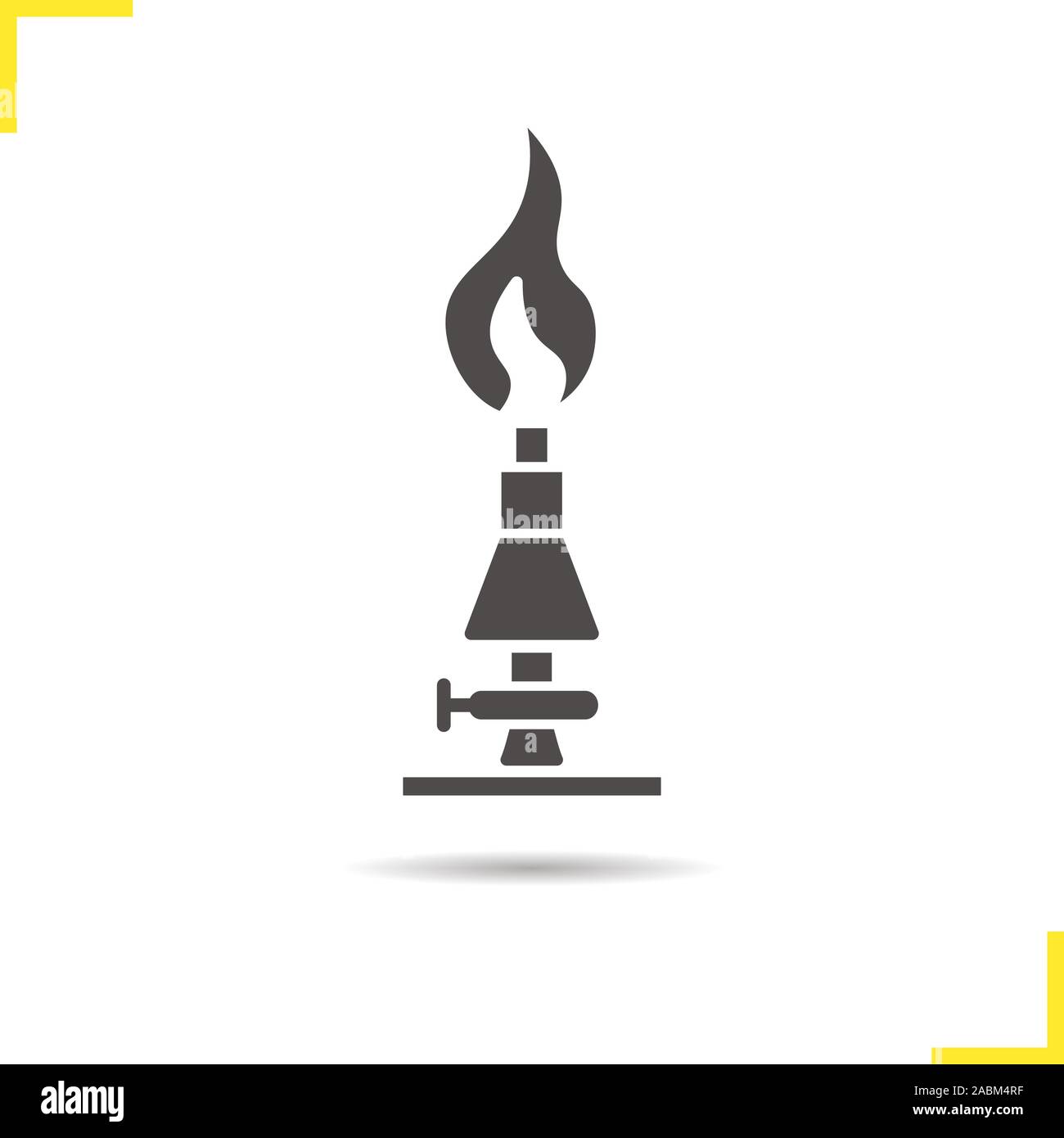 Chemical lab burner icon. Drop shadow silhouette symbol. Negative space ...