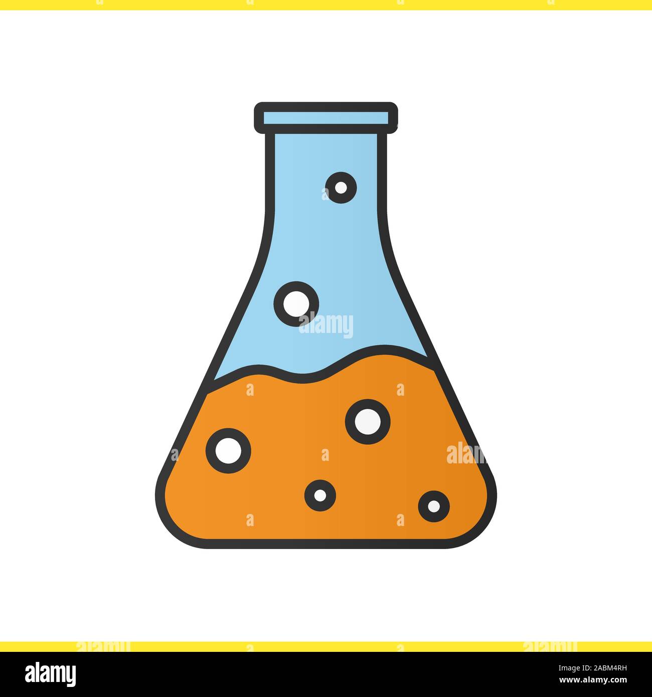 Chemical reaction color icon. Medical lab beaker. Potion bottle. School ...