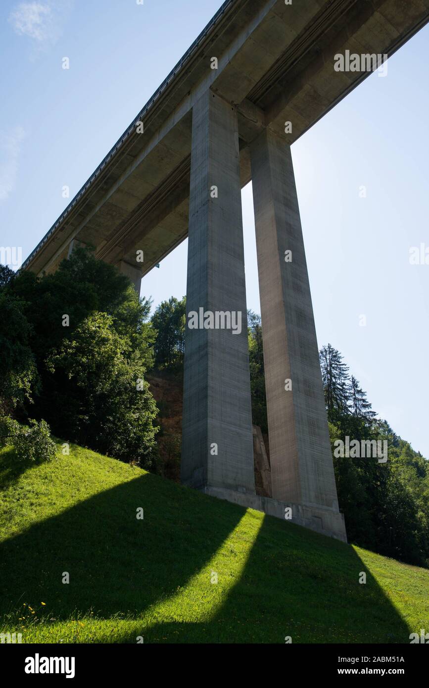 The motorway bridge of the A10 leads through Kremsberg in Austria ...