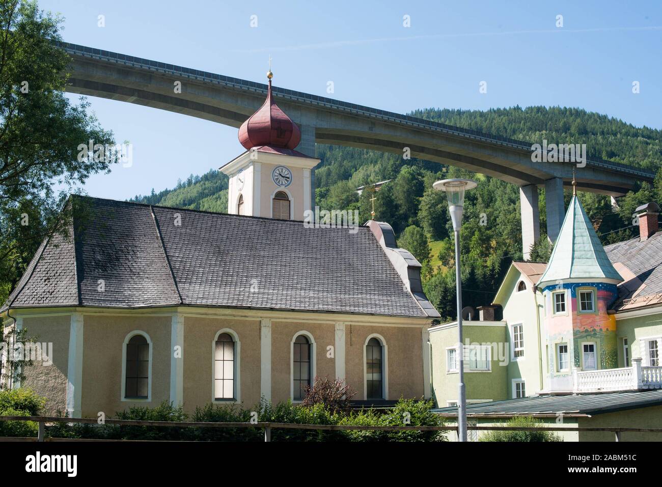 The motorway bridge of the A10 leads through Kremsberg in Austria ...