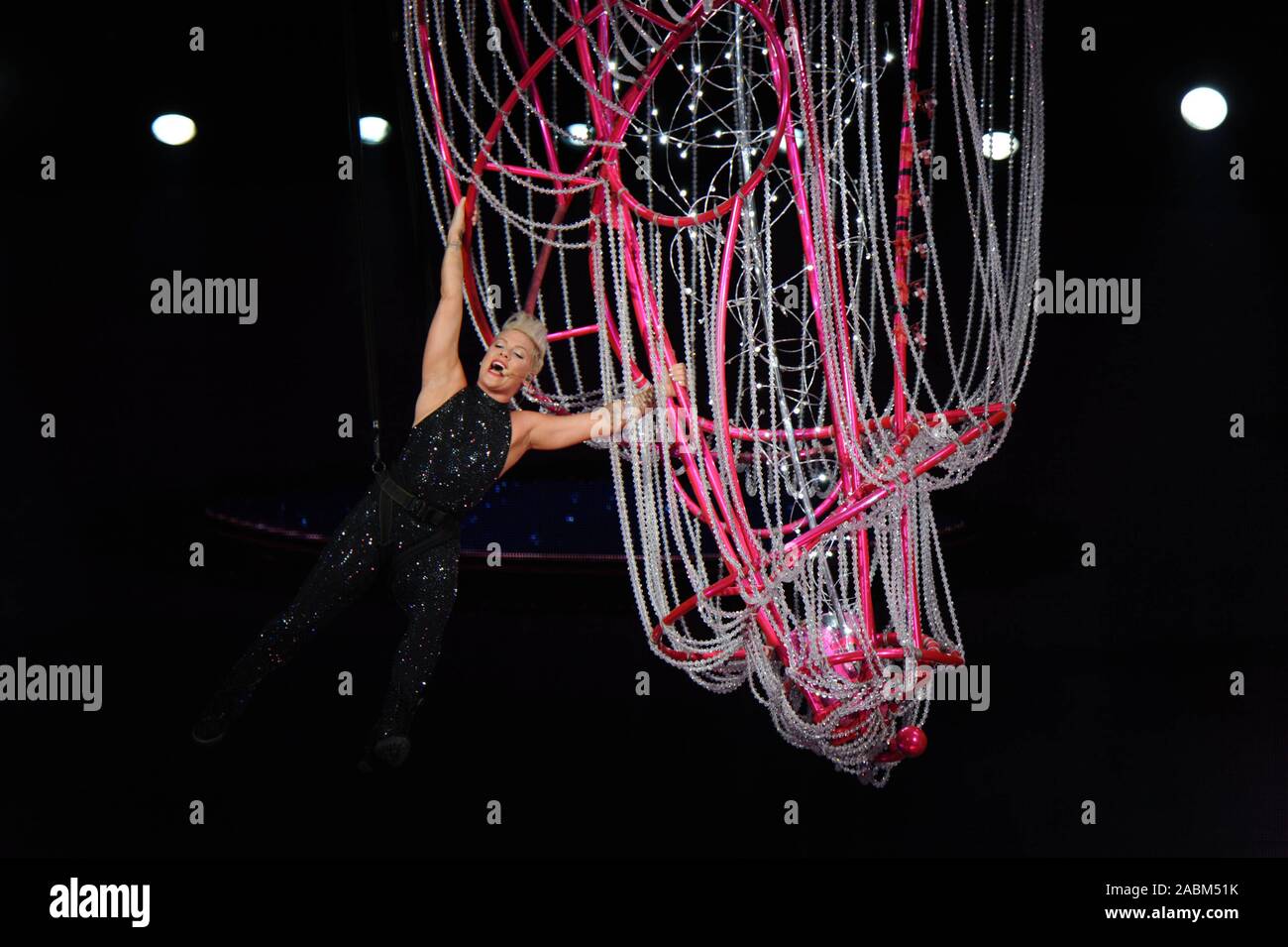 The singer "Pink" at her performance in the Munich Olympic Stadium ...