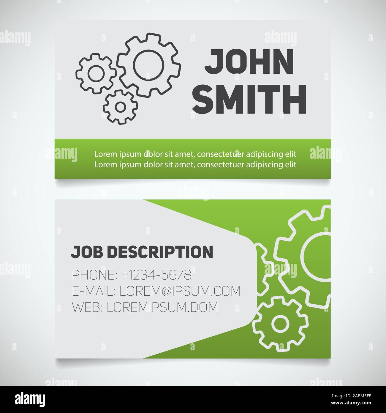 Business card print template with gears logo. Easy edit. Mechanic ...