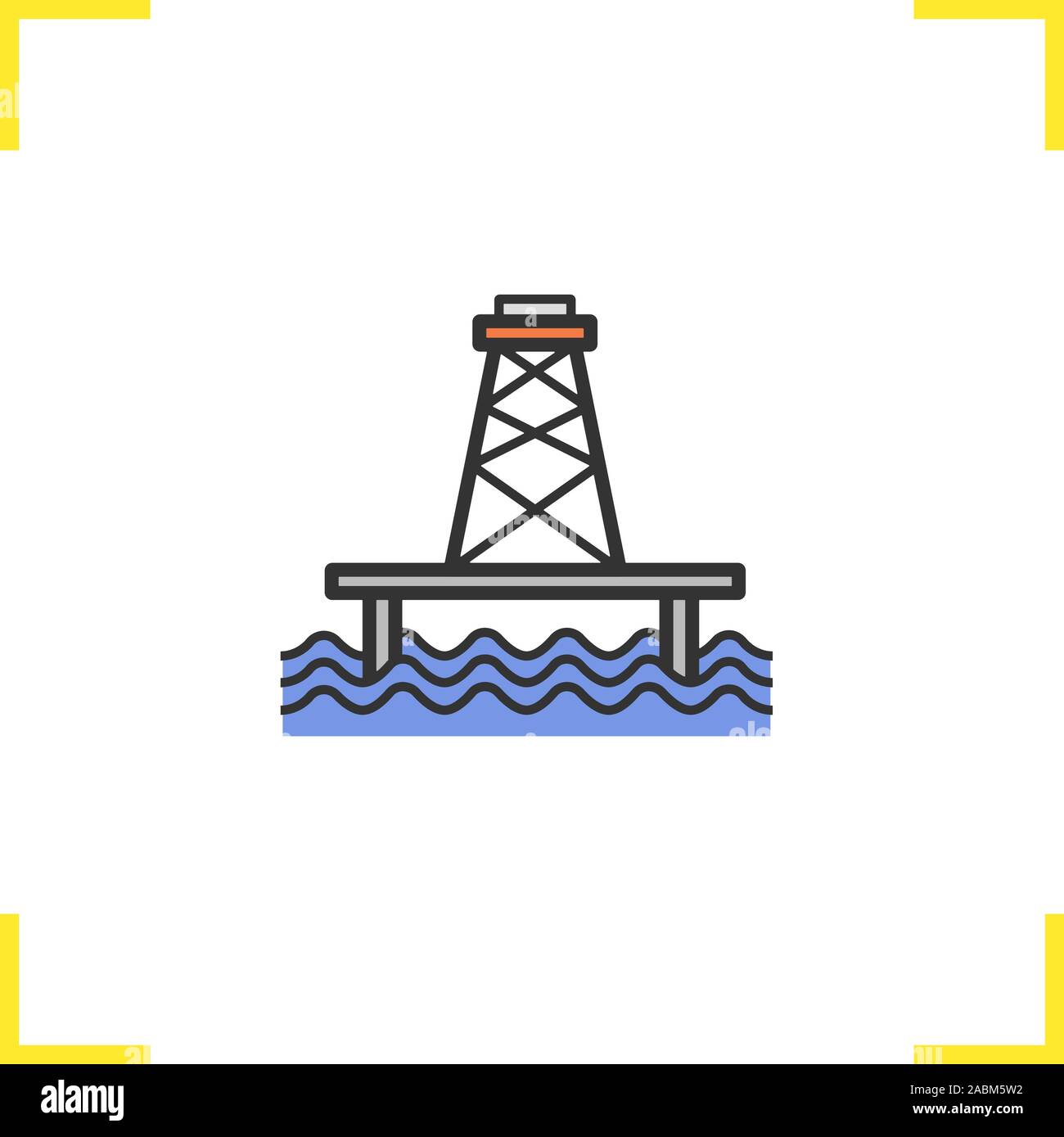 Offshore sea well color icon. Oil production tower. Isolated vector ...