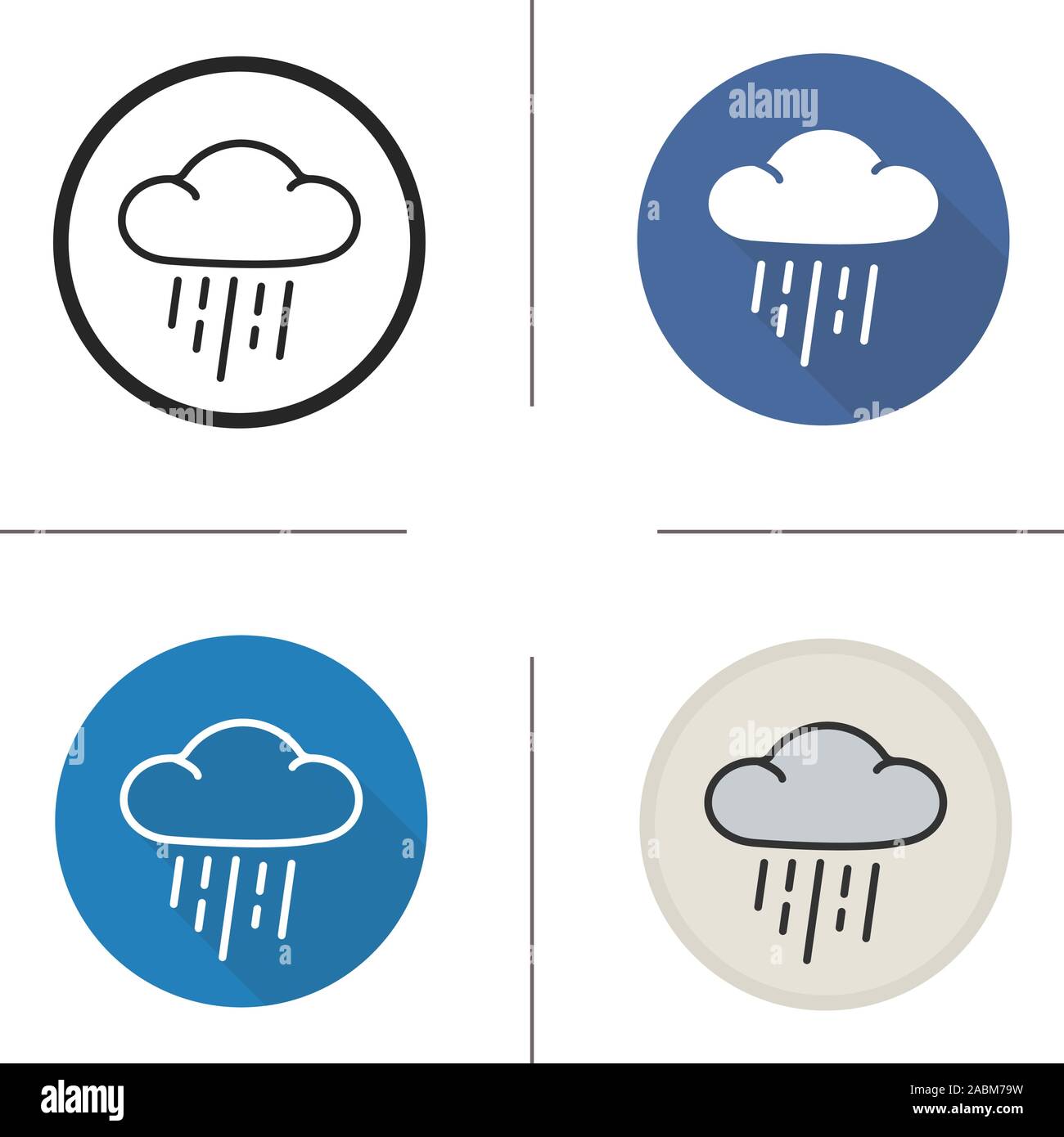 Rain icon. Flat design, linear and color styles. Rainy cloud. Isolated ...