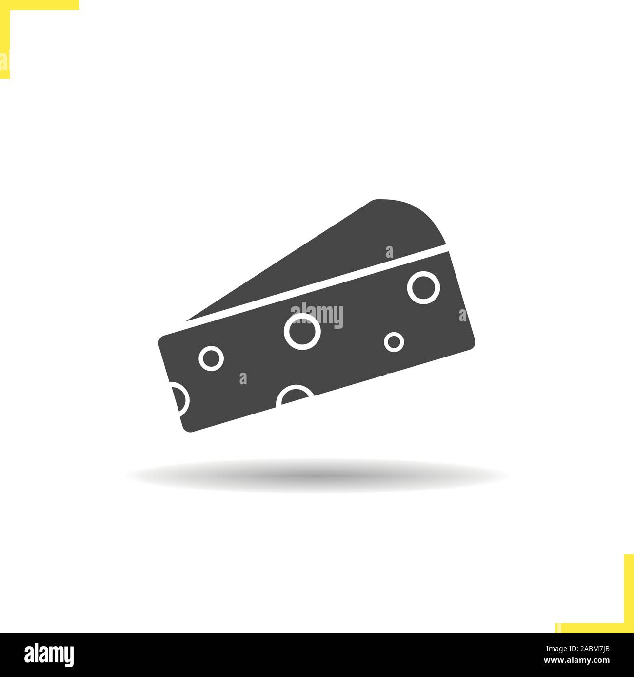 Cheese icon. Drop shadow silhouette symbol. Hard porous cheddar cheese ...