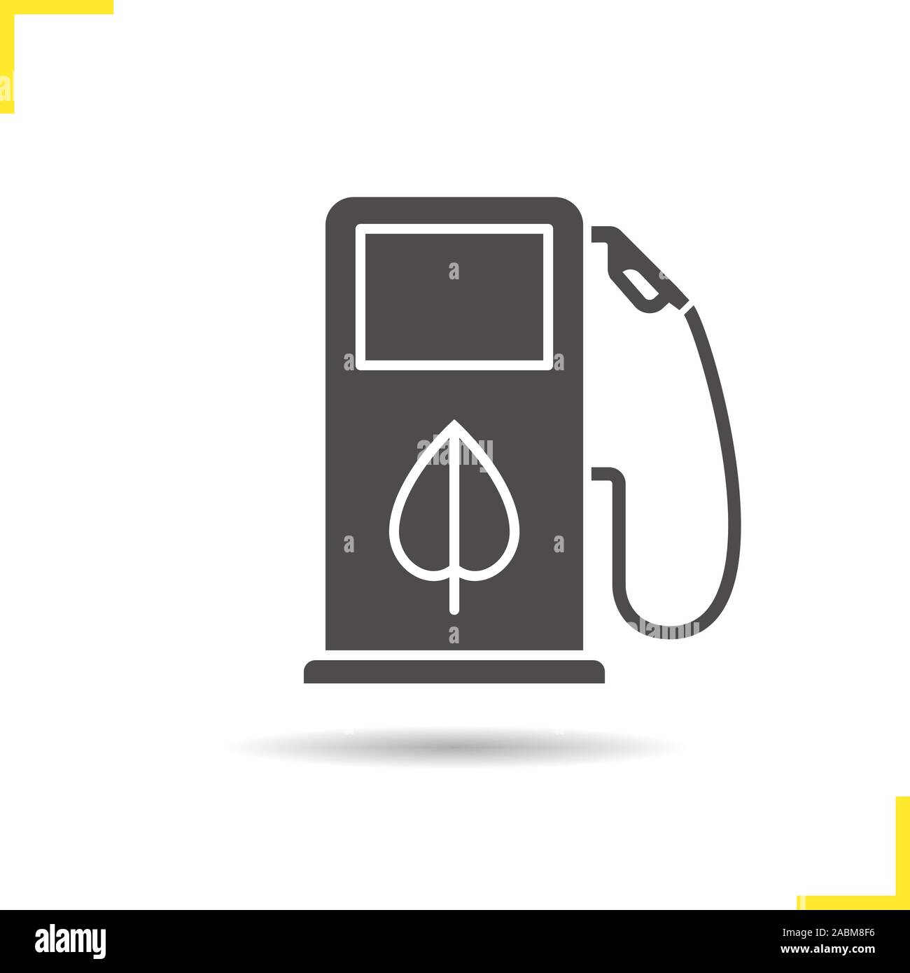 Eco fuel concept icon. Drop shadow silhouette symbol. Petrol station ...