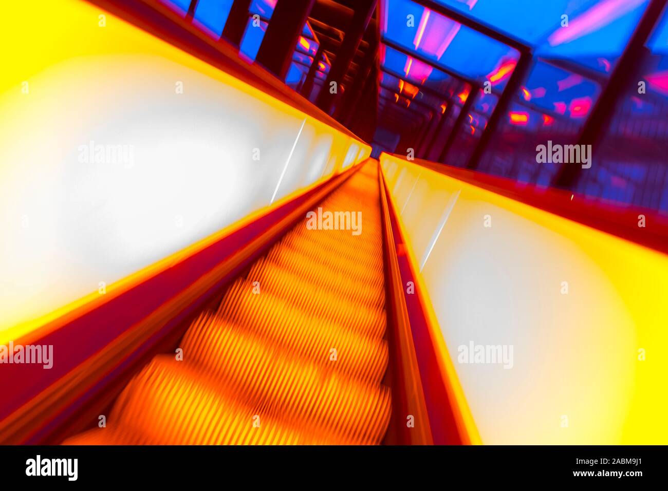 World Heritage Zollverein colliery, escalator to the Ruhr Museum, light ...