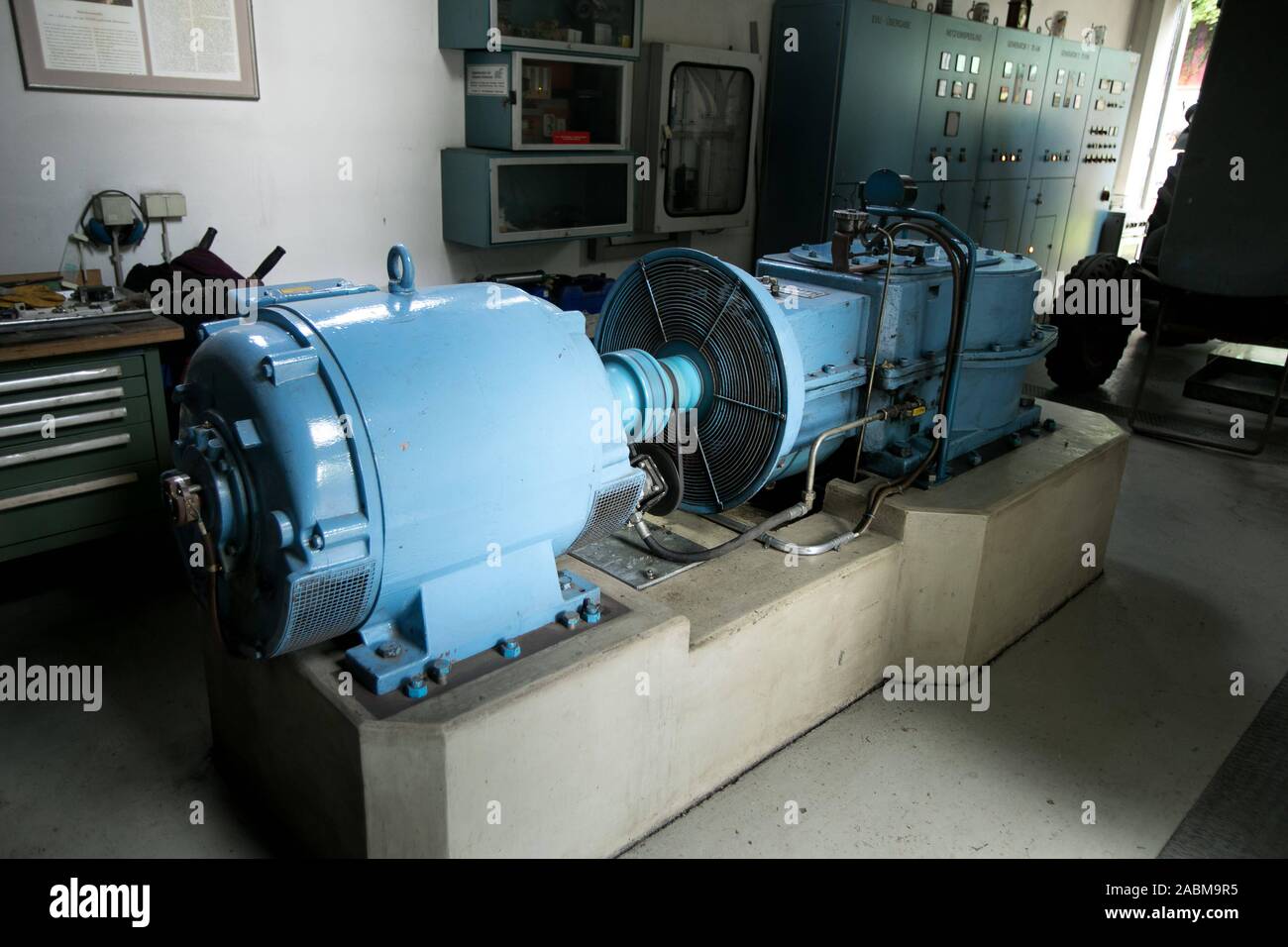 The generator of the Bäckermühle hydropower plant in Munich. [automated ...