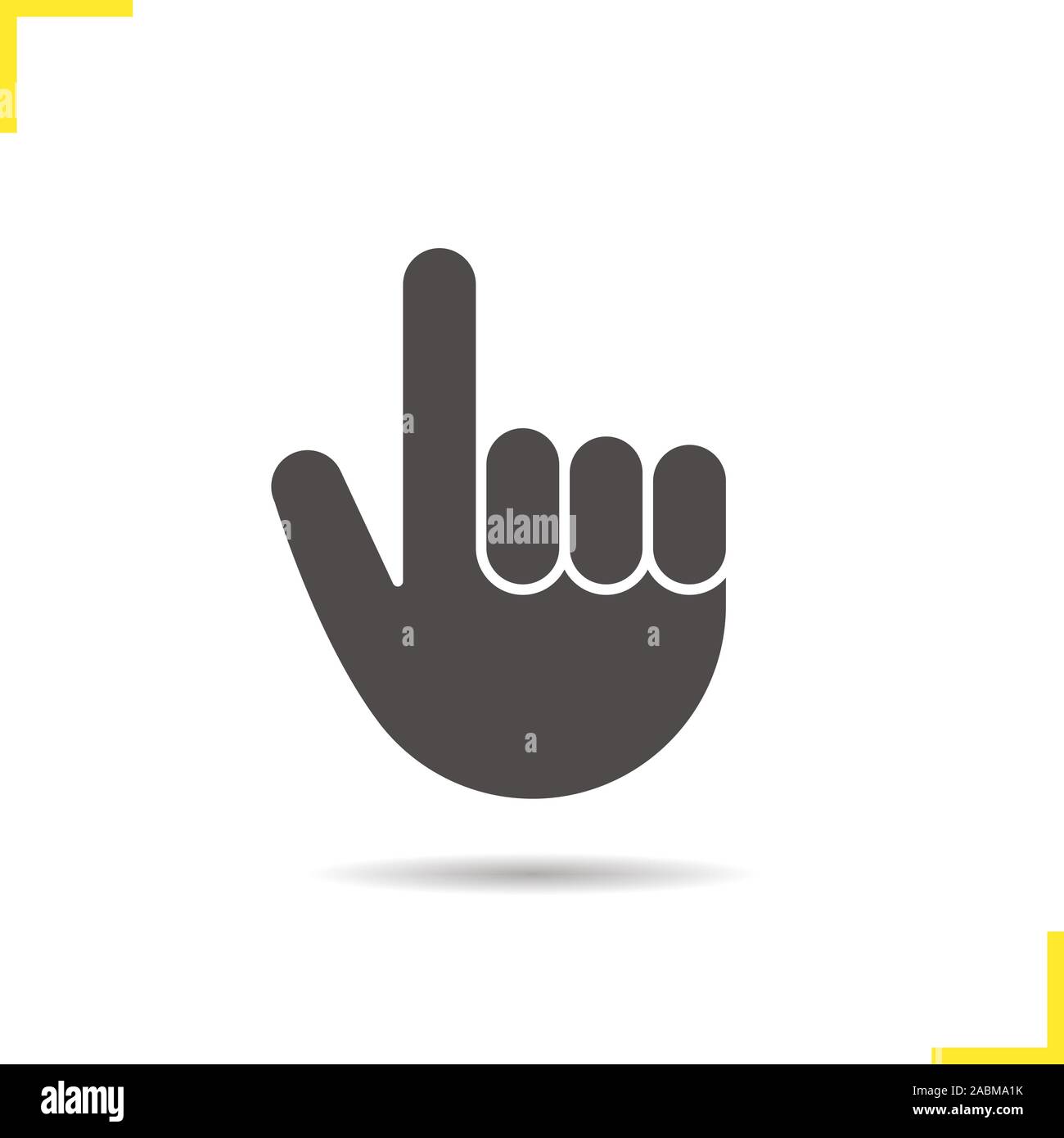 Point up hand gesture icon. Drop shadow silhouette symbol. Index finger ...
