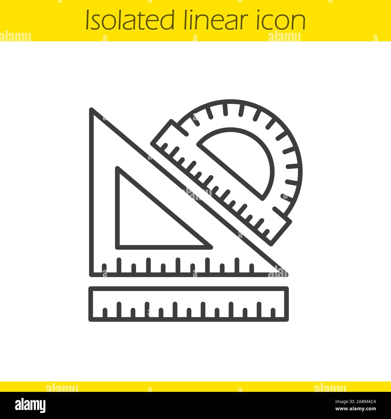 School rulers linear icon. Protractor, transparent and ruler. Thin line ...
