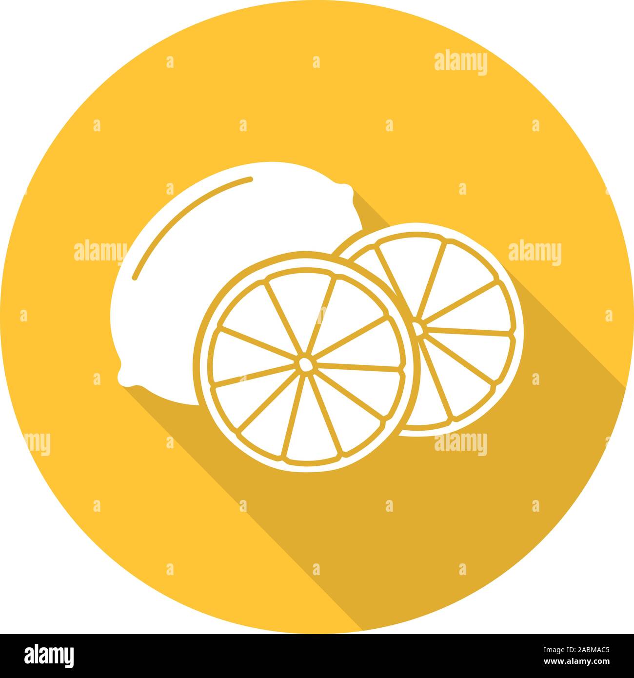 Lemon flat design long shadow icon. Vector silhouette symbol Stock ...