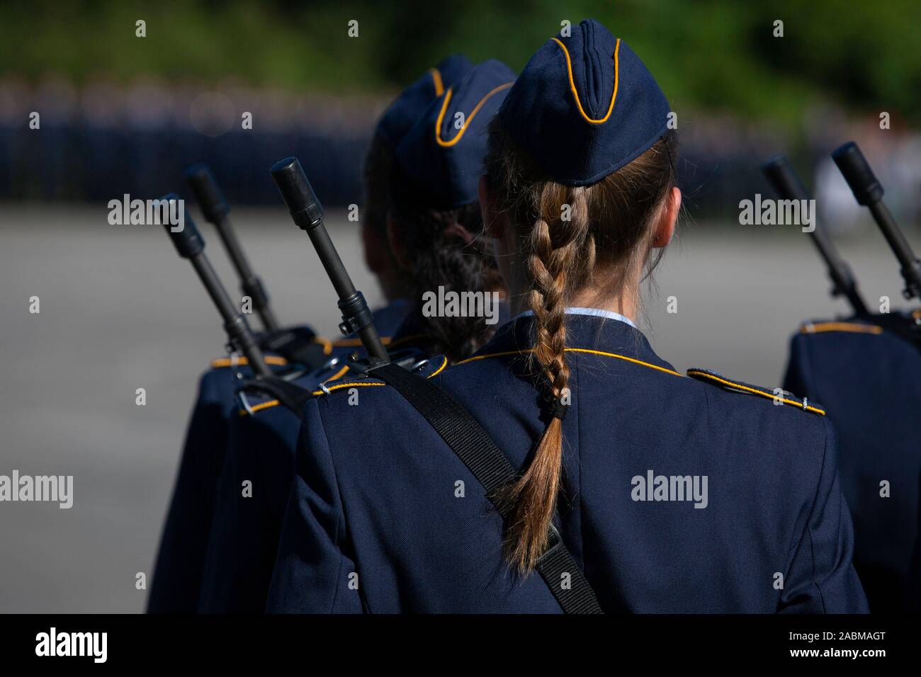 Female officer candidates at the final roll call of the officer ...