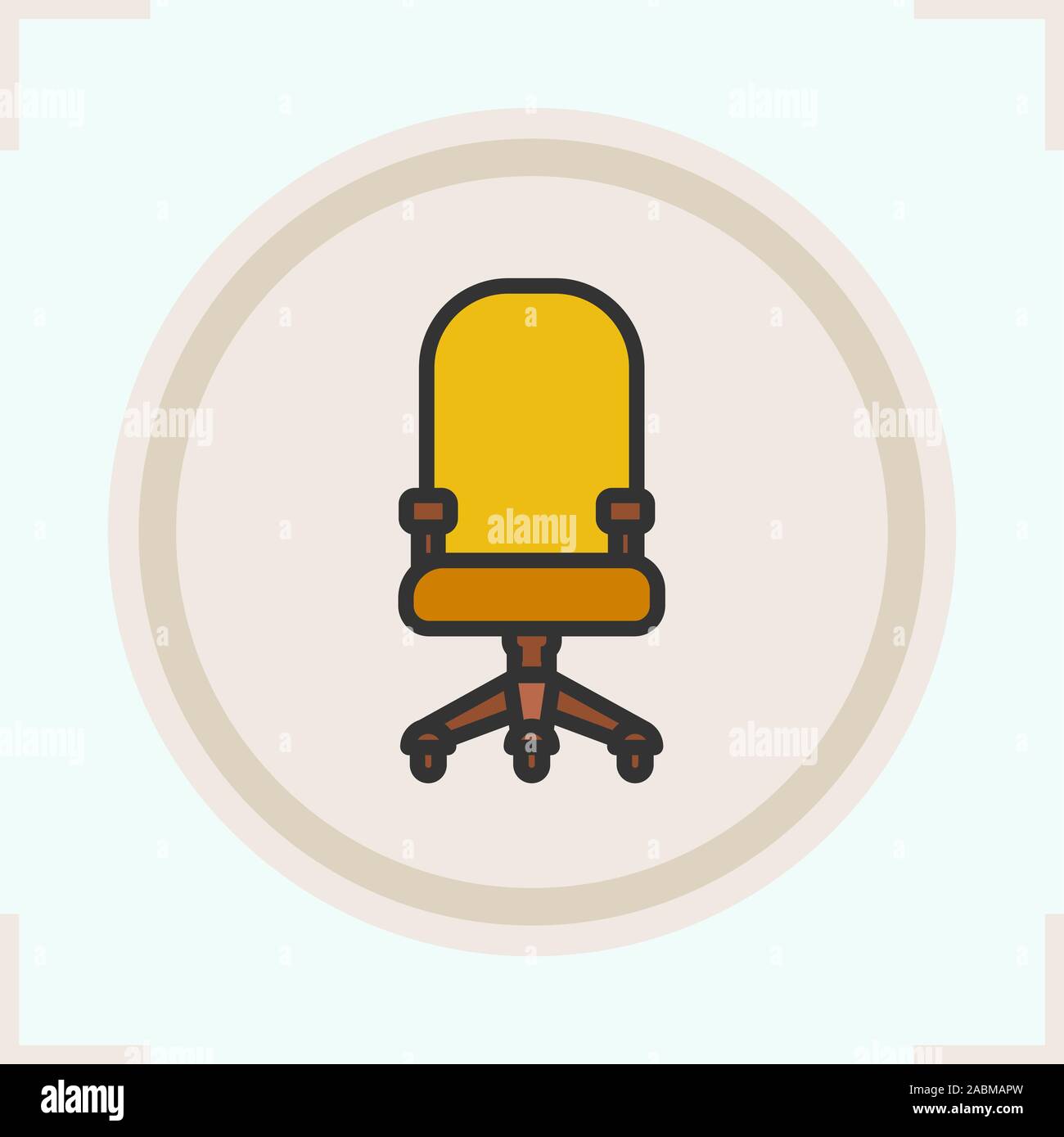 Computer chair color icon. Office chair on wheels. Isolated vector ...