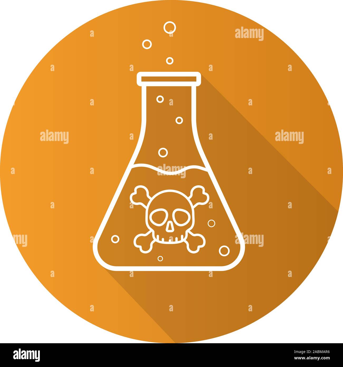 Poison bottle flat linear long shadow icon. Boiling poisonous liquid ...