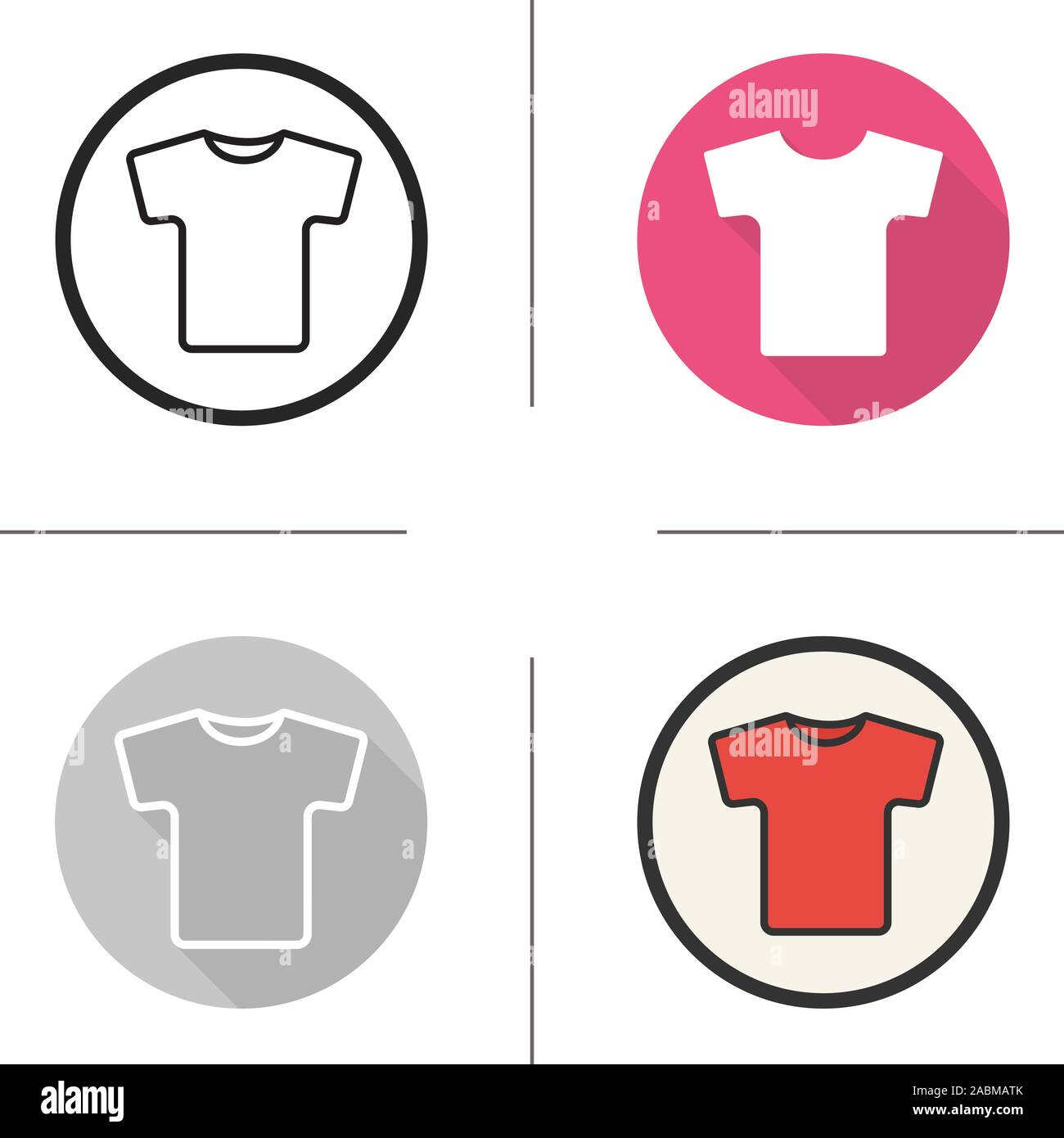 Red t-shirt icon. Flat design, linear and color styles. Isolated vector ...