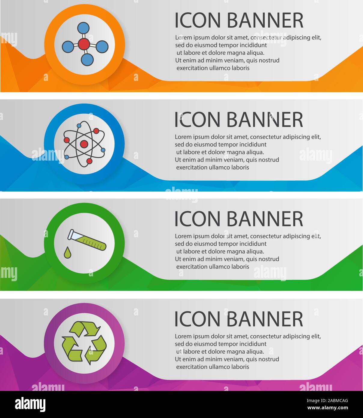 Science lab banner templates set. Easy to edit. Atom and molecule ...
