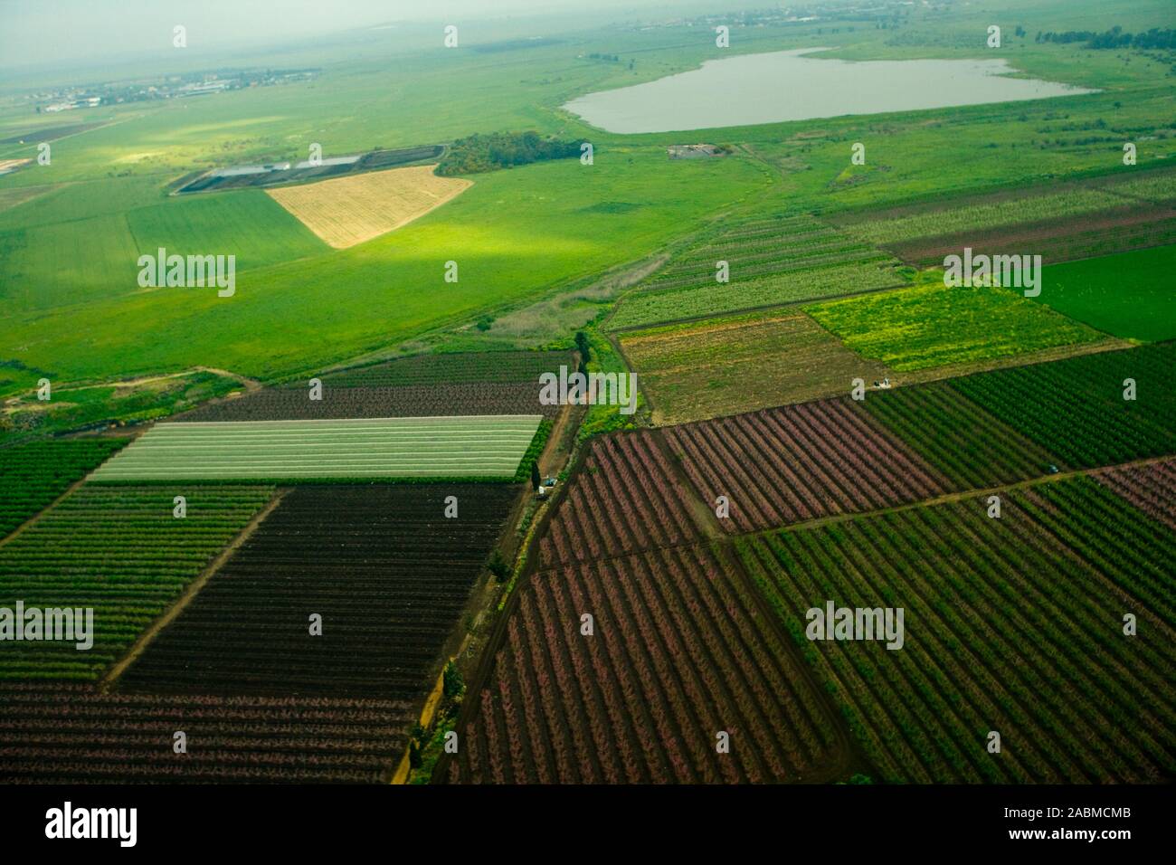 Aerial view of agricultural fields in the Jezreel Valley Israel Stock ...