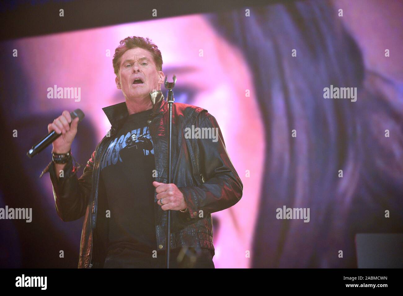 The US-American actor and singer David Hasselhoff at a performance in ...