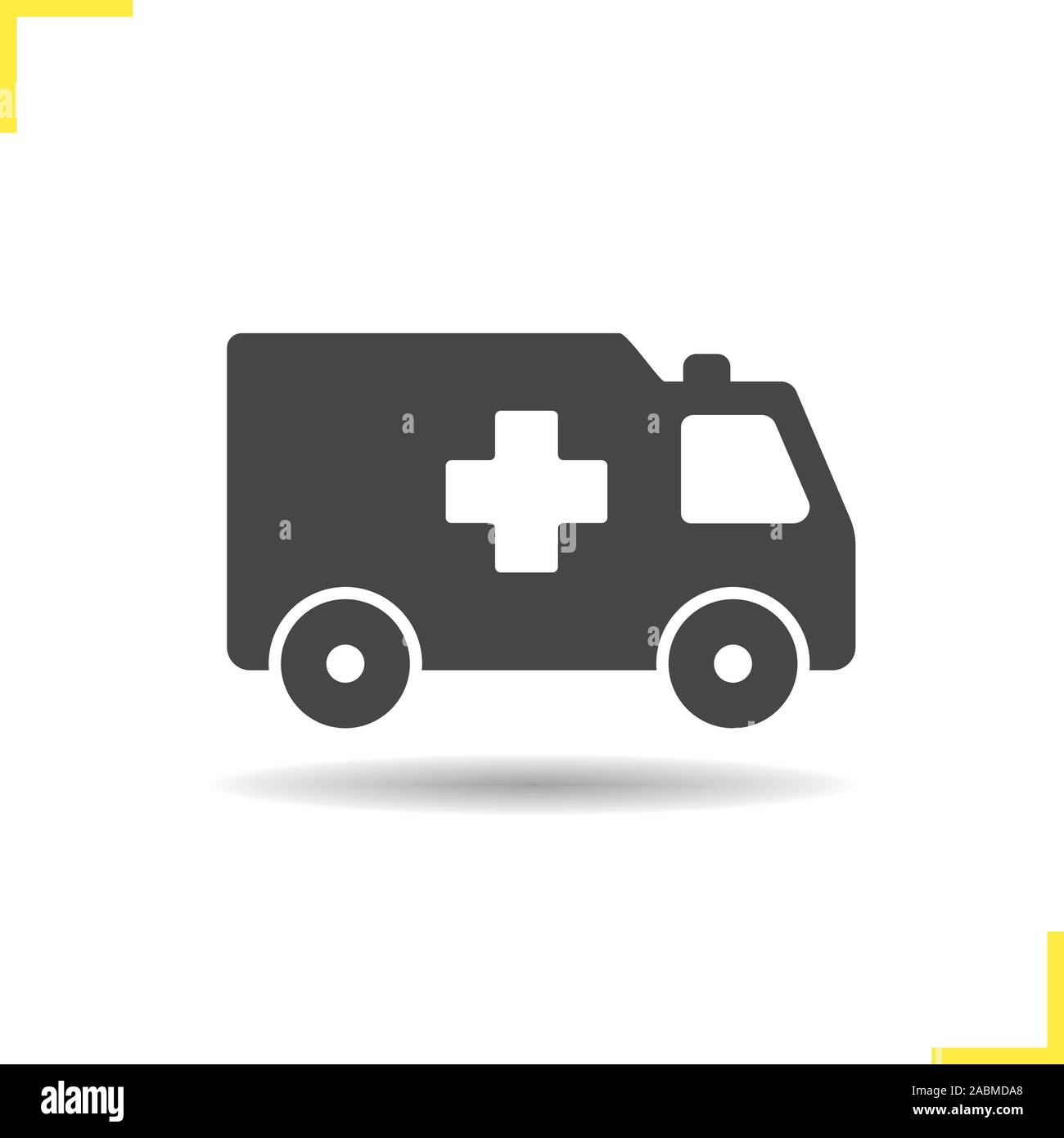 Ambulance icon. Drop shadow silhouette symbol. Emergency car. Negative ...