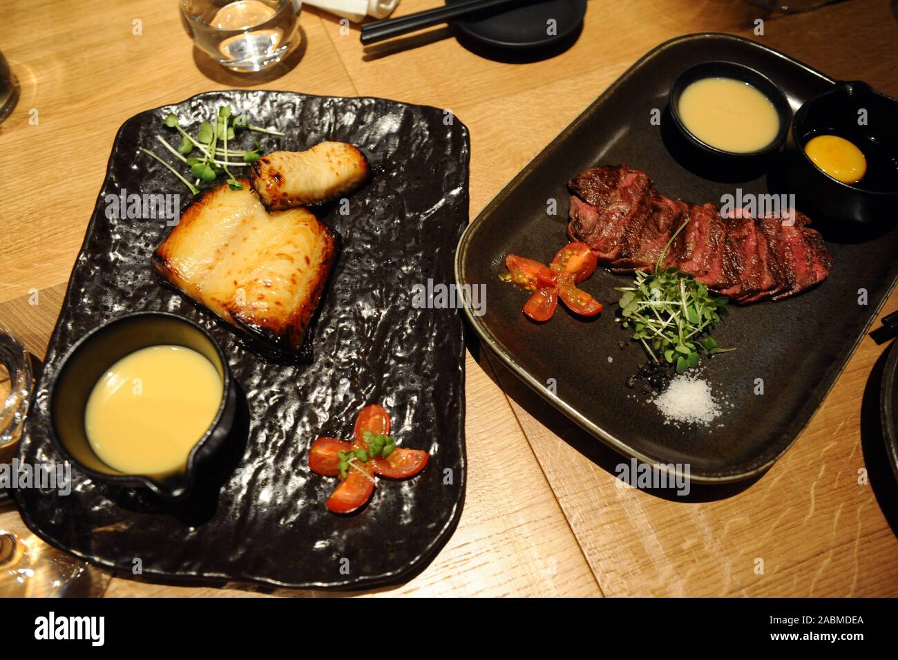 Dishes prepared in the Japanese Vietnamese restaurant "Anoki" in the ...
