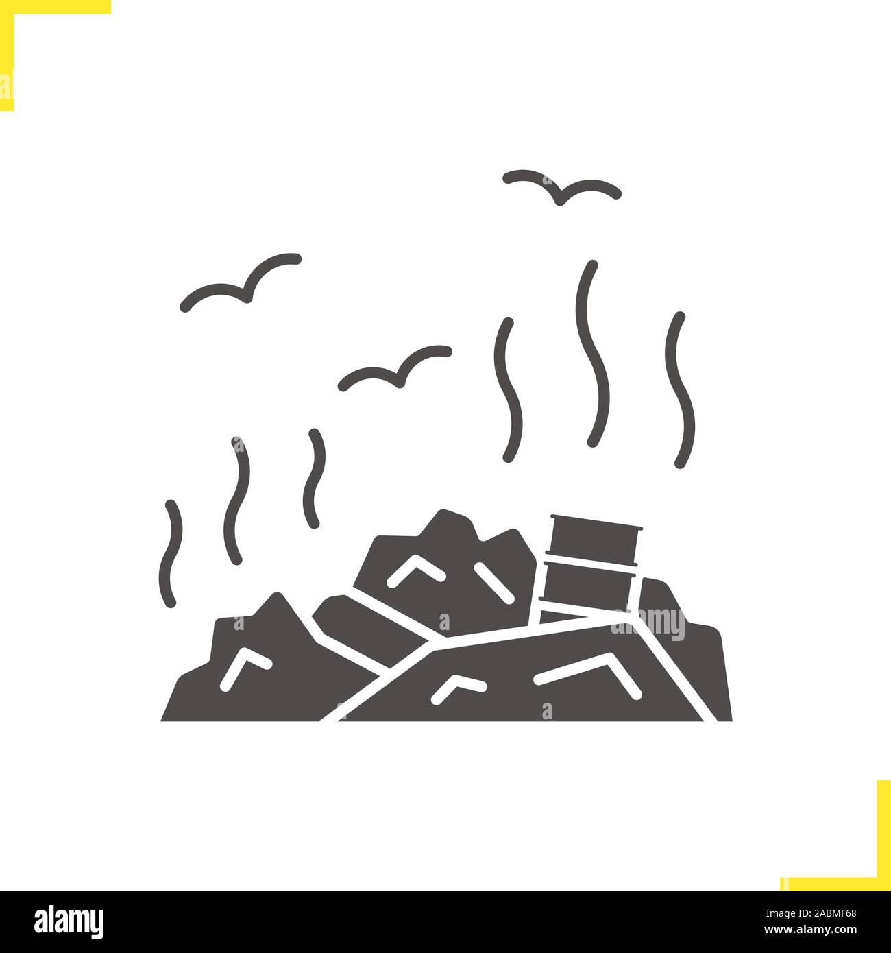Rubbish dump icon. Drop shadow trash silhouette symbol. Environment ...