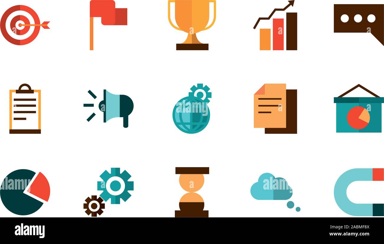 business strategy network icons set vector illustration Stock Vector ...