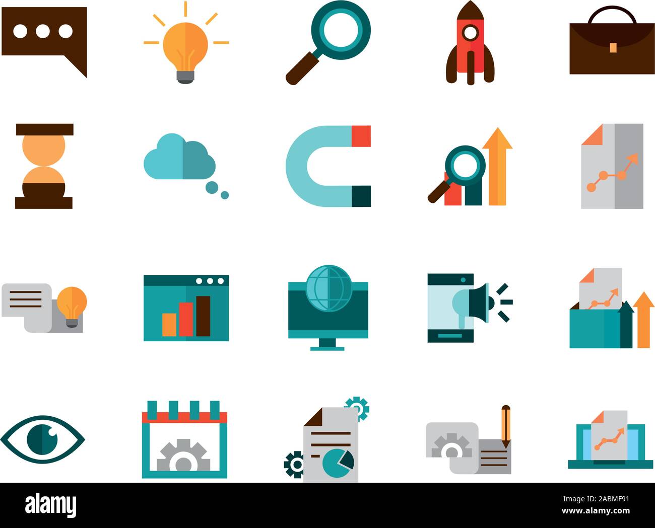 business strategy network icons set vector illustration Stock Vector ...