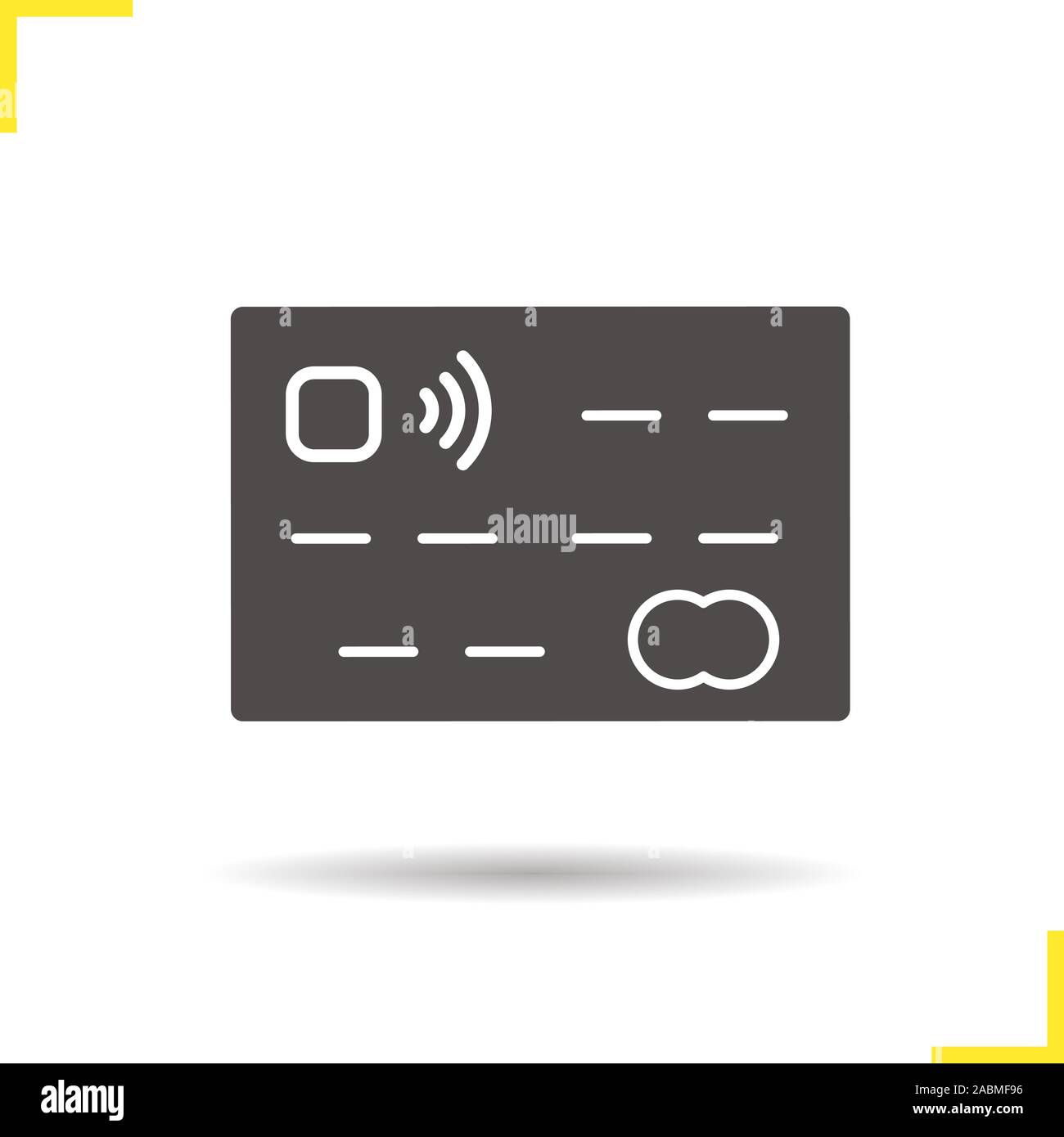 Credit card icon. Drop shadow silhouette symbol. Bank card. Negative ...