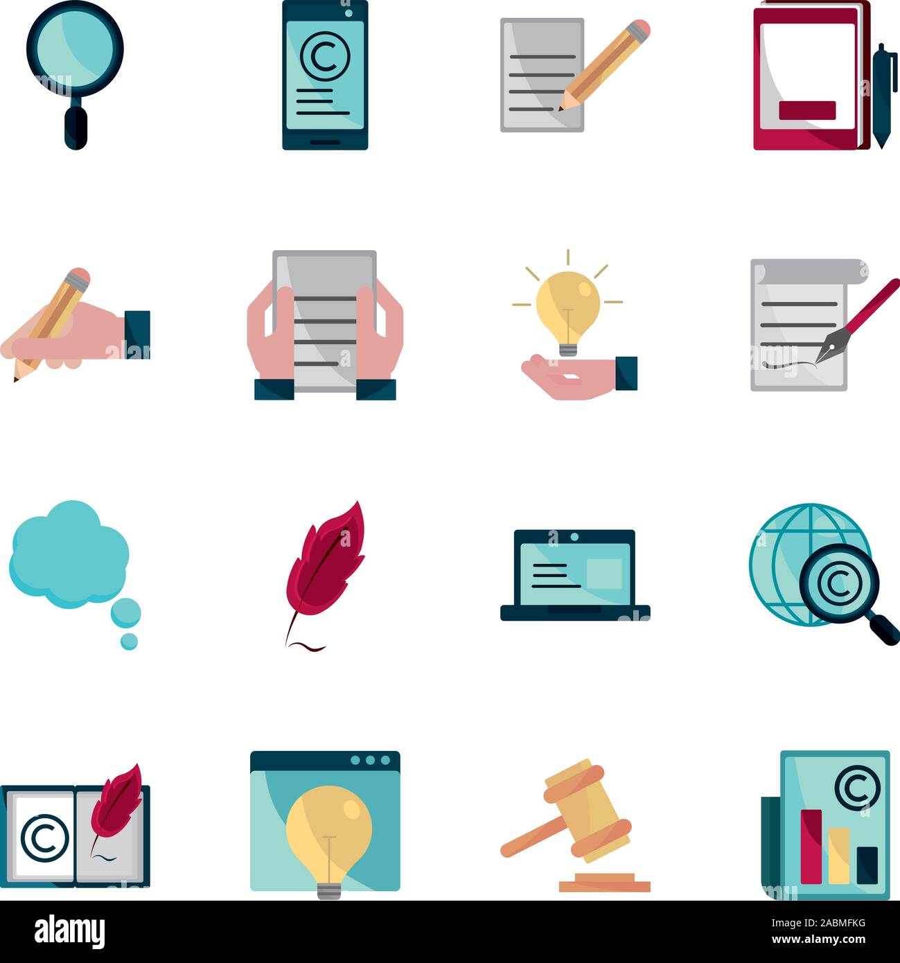 property intellectual copyright icons set vector illustration Stock ... property intellectual copyright icons set vector illustration Stock ...