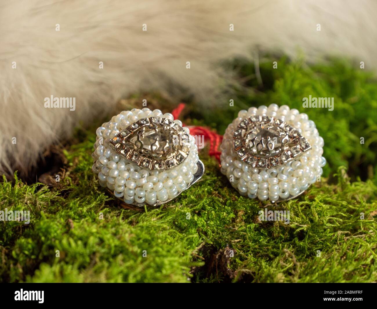 Jewellery with Christmas creative decoration background Stock Photo - Alamy
