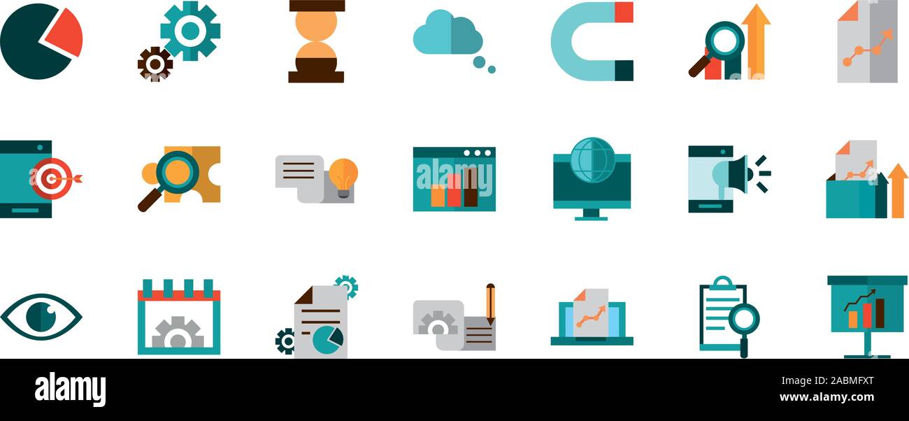 business strategy network icons set vector illustration Stock Vector ...