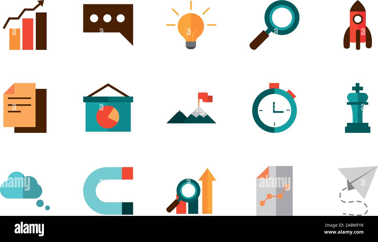business strategy network icons set vector illustration Stock Vector ...