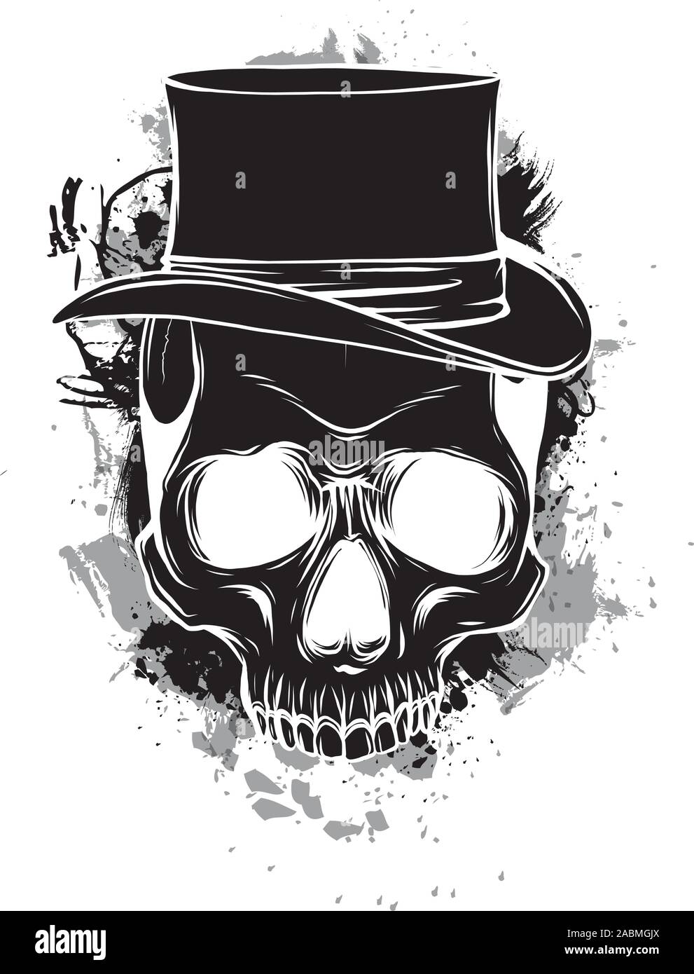 Vector skull pimp with hat illustration on white background Stock ...