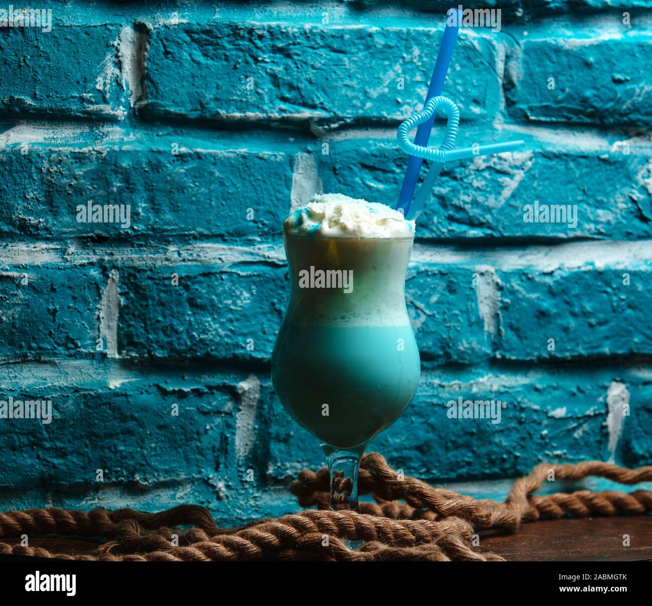 blue milkshake with lots of cream Stock Photo - Alamy