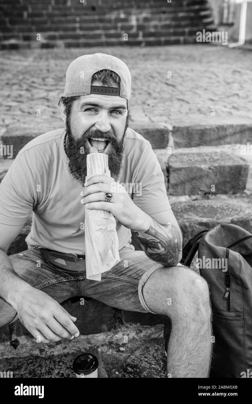 Hungry man fat Black and White Stock Photos & Images - Alamy