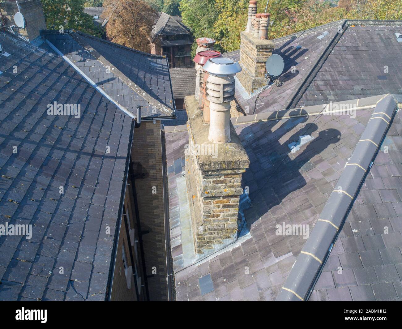 drone images of a slate roof survey Stock Photo - Alamy