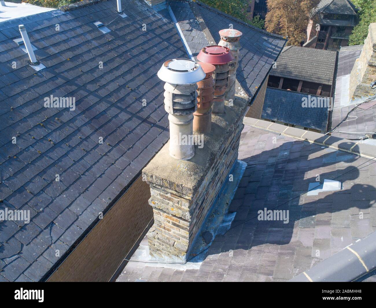 drone images of a slate roof survey Stock Photo - Alamy