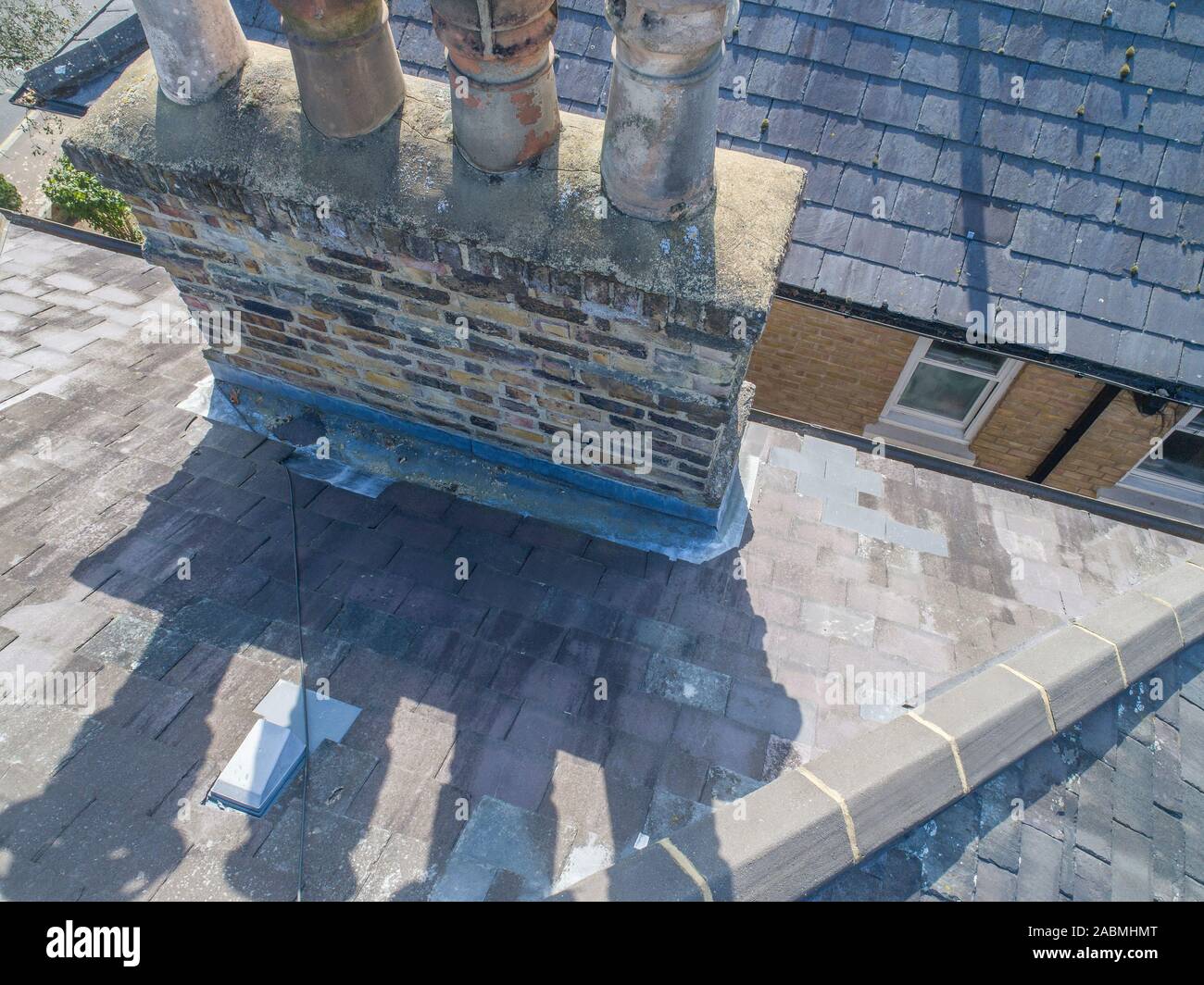 drone images of a slate roof survey Stock Photo - Alamy