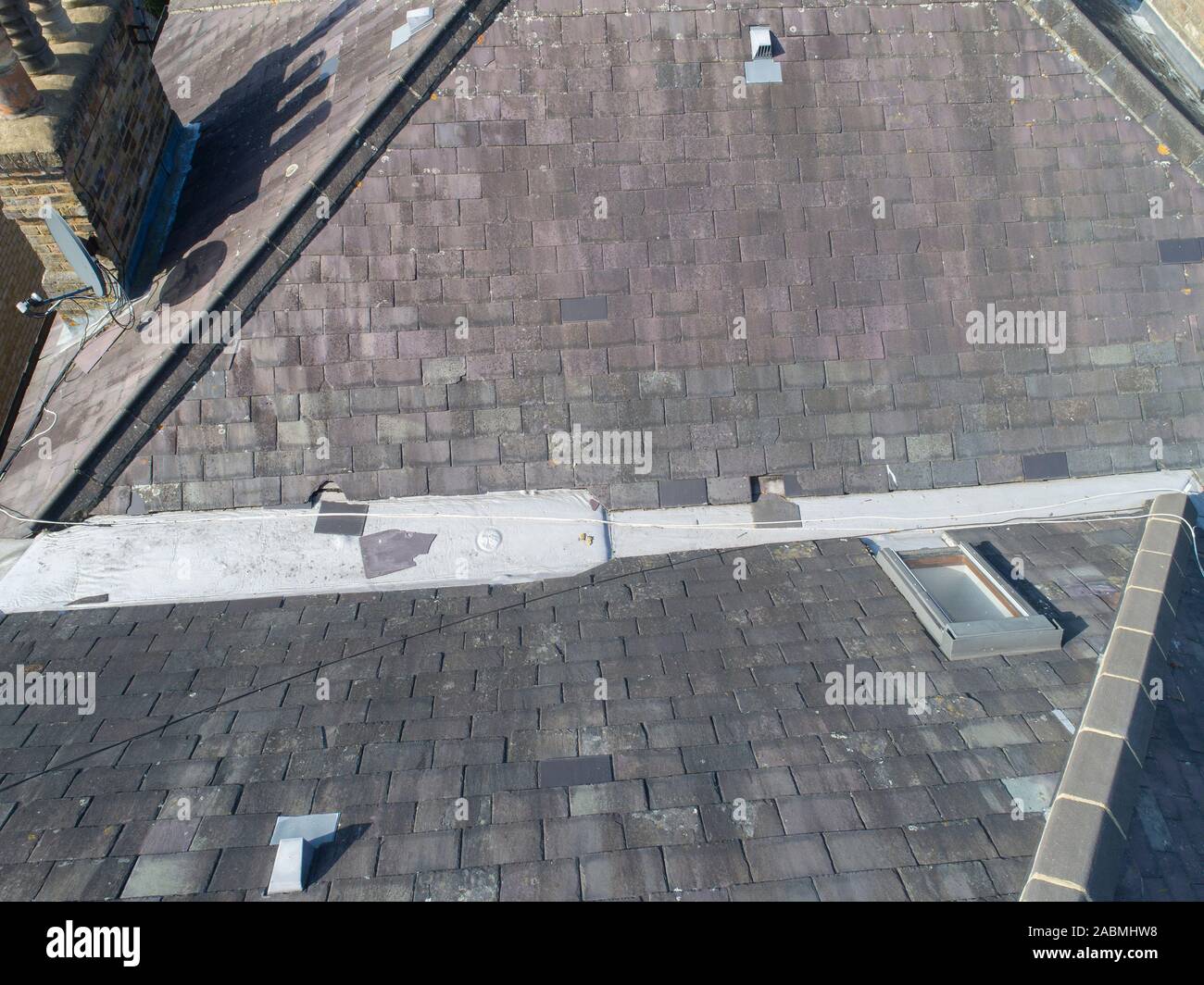 drone images of a slate roof survey Stock Photo - Alamy
