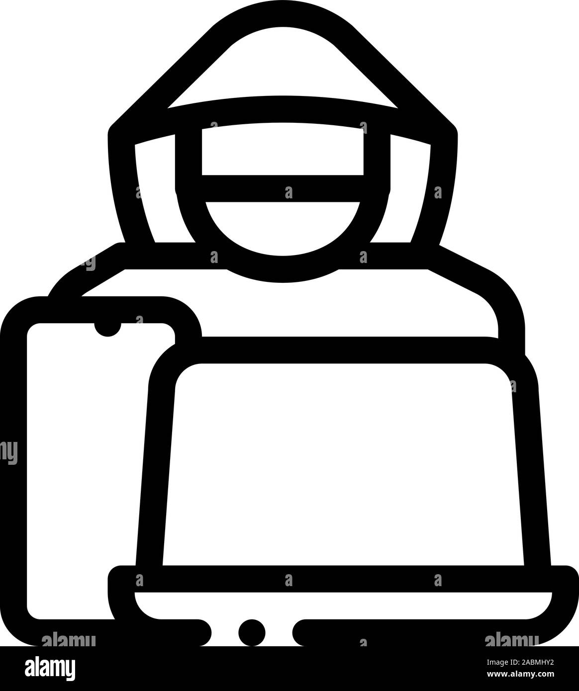 Theft of Technology (Laptop, Smartphone) Icon Vector Outline ...