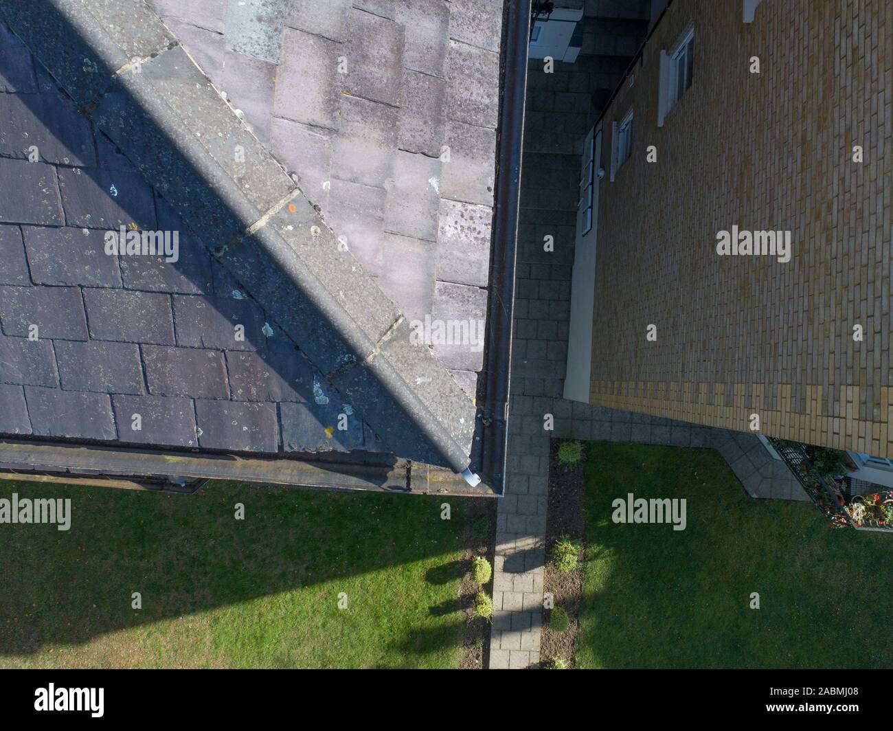 drone images of a slate roof survey Stock Photo - Alamy