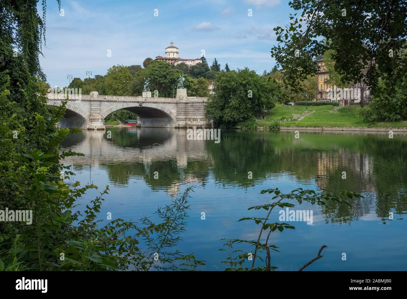 Italy, Turin: the Ponte Umberto I bridge across the River Po Stock ...