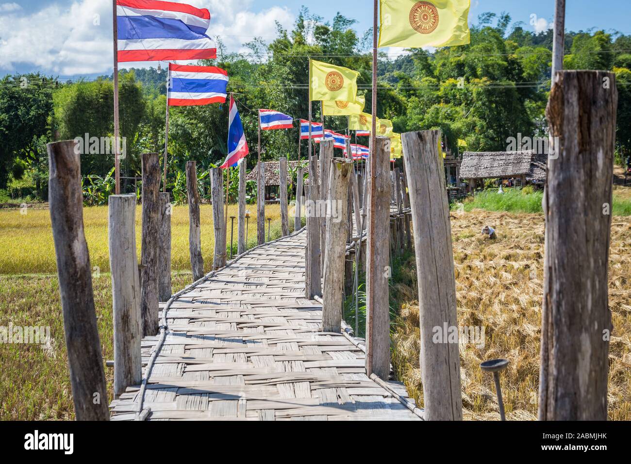 Bridge in countryside in field, clear weather outside Stock Photo - Alamy