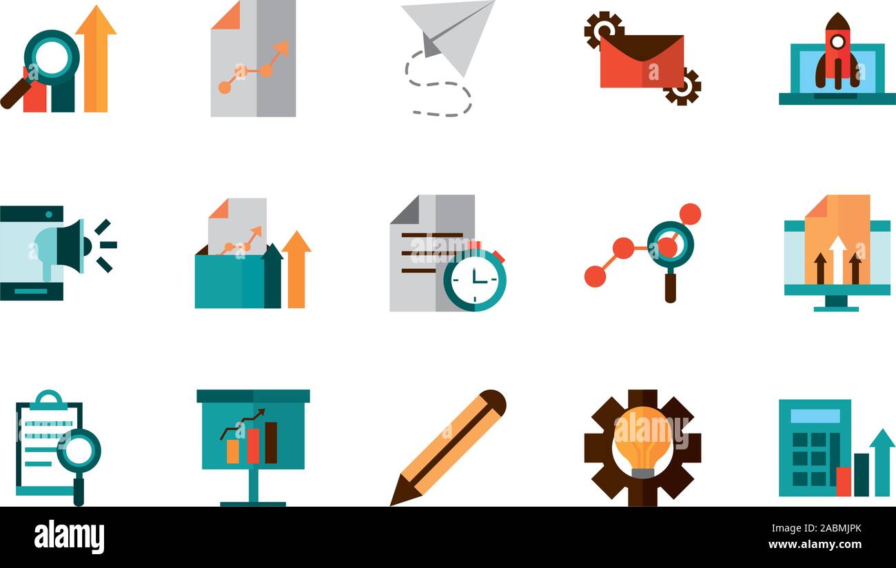 business strategy network icons set vector illustration Stock Vector ...