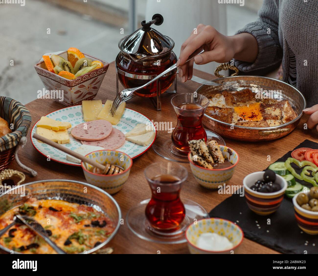 breakfast set with various food 1 Stock Photo - Alamy