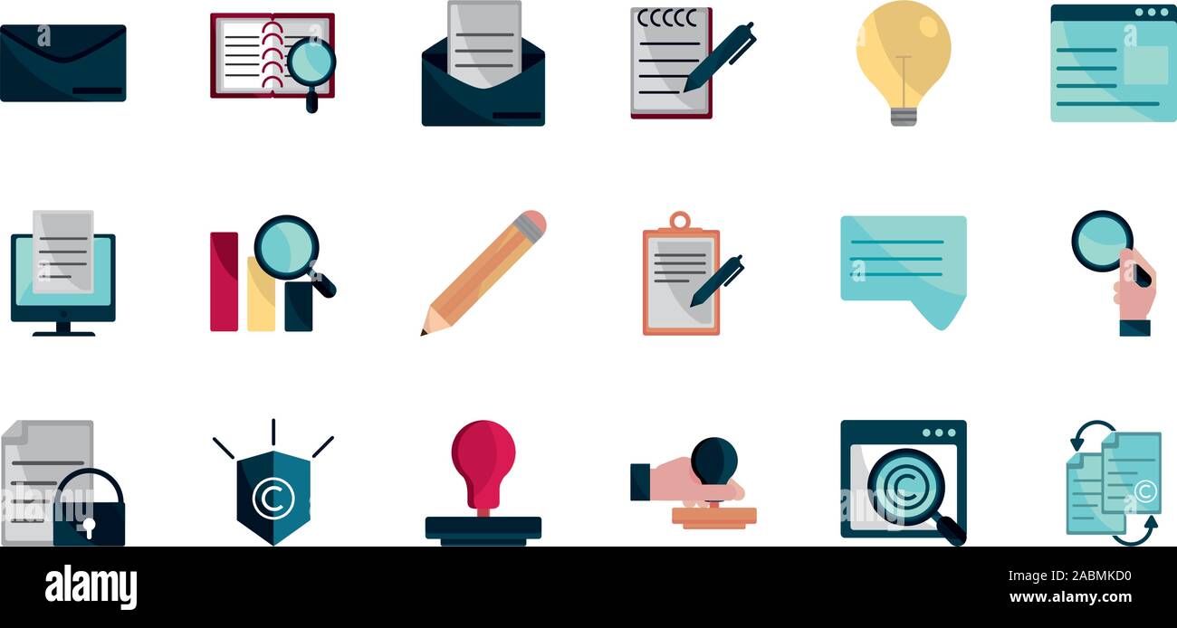 property intellectual copyright icons set vector illustration Stock ... property intellectual copyright icons set vector illustration Stock ...