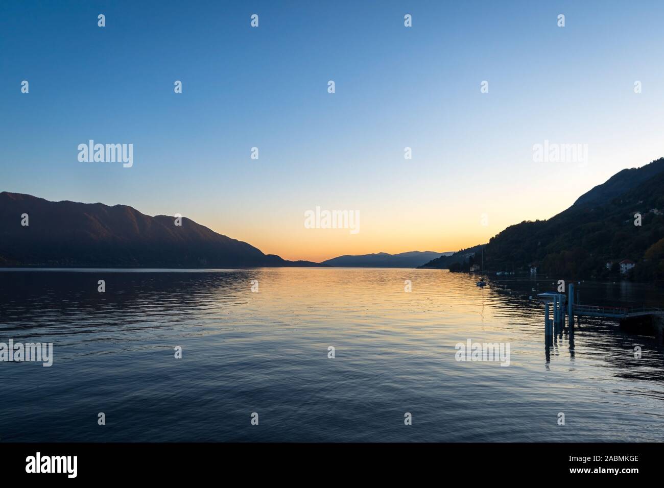 At the border between switzerland and italy the lake hi-res stock ...